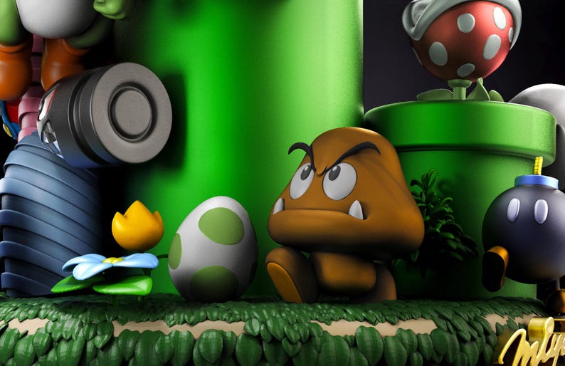 Super Mario Bros Diorama 3D STL Model Iconic Mario Scene for 3D ...