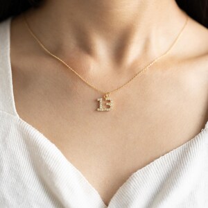 Personalized Lucky Number Necklace, Diamond Number Necklace, Date ...