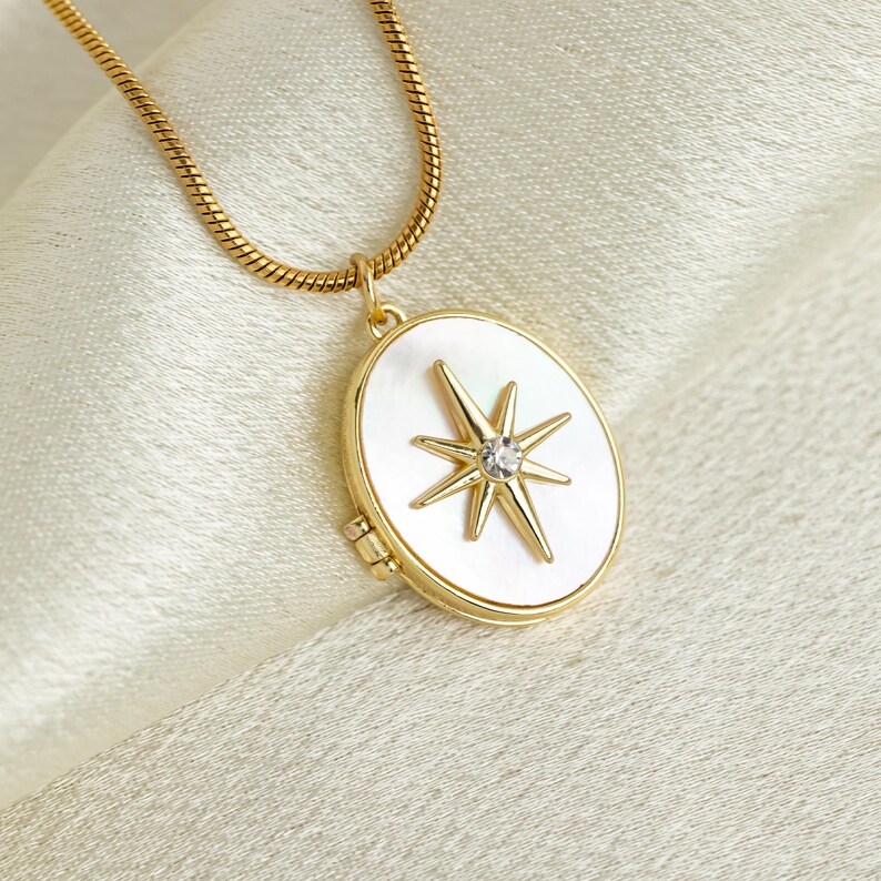 Locket Necklace With North Star, Custom Star Locket, Locket With Photo ...
