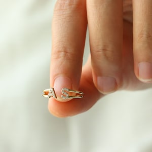 Personalized Duo Initial Ring, Diamond Letter Rings, Personalized ...