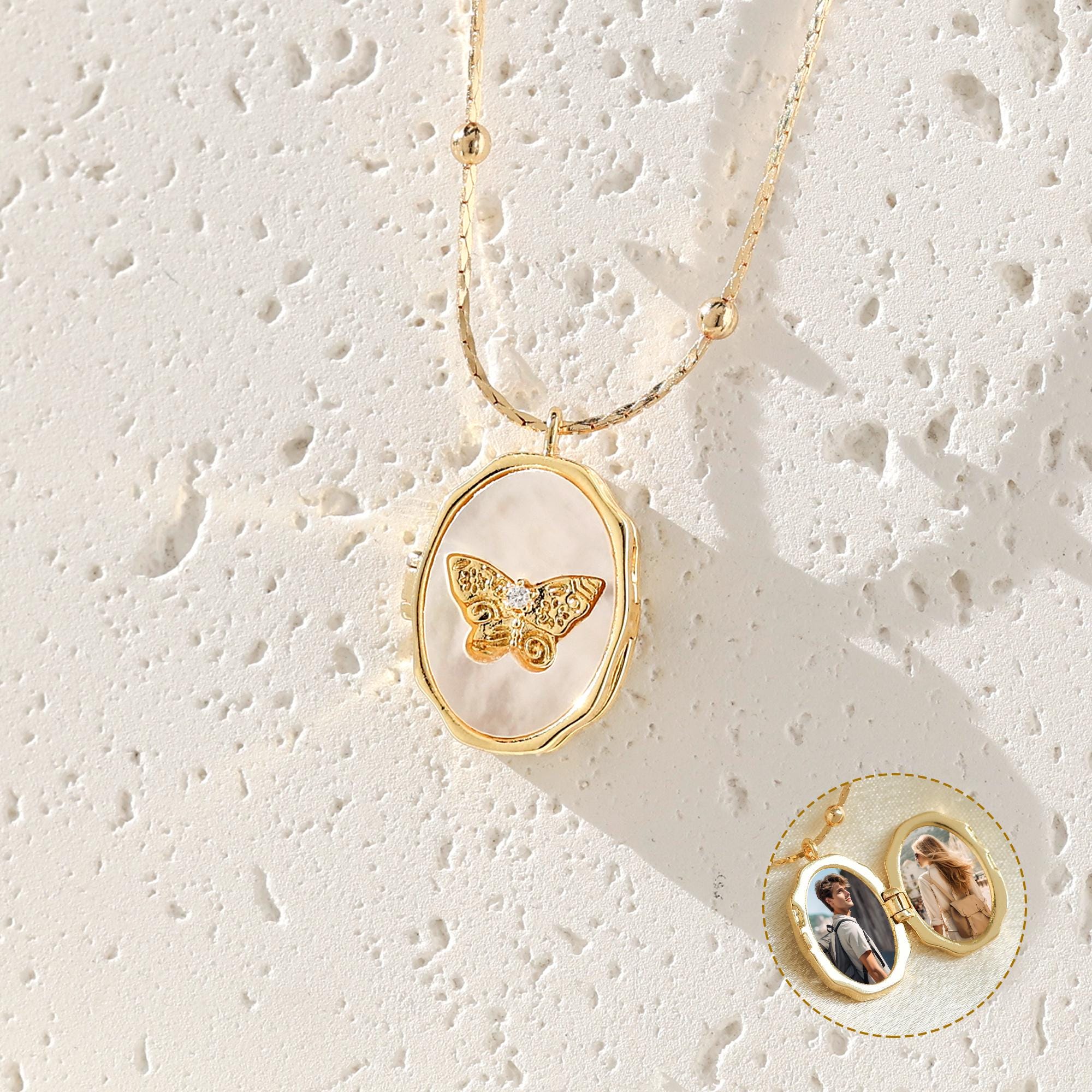 Locket Necklace With Butterfly, Butterfly Locket Necklace, Locket With ...