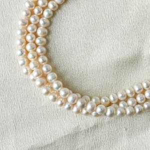 Real Freshwater Pearl Choker Necklace, 3 Layered Pearl Choker, Bridal Choker, Wedding Necklace ...