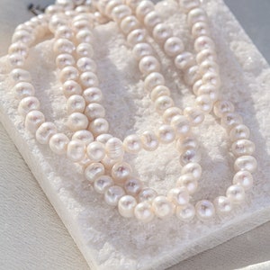 3 Layered Pearl Choker, Real Freshwater Pearl Choker Necklace, Bridal Choker, Wedding Necklace ...