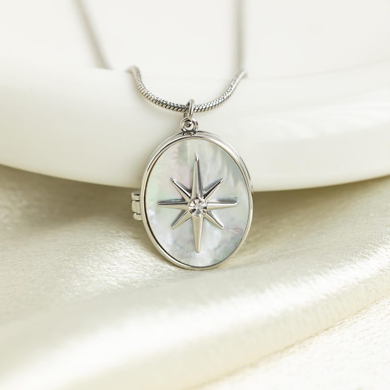 Locket Necklace With North Star, Custom Star Locket, Locket With Photo ...