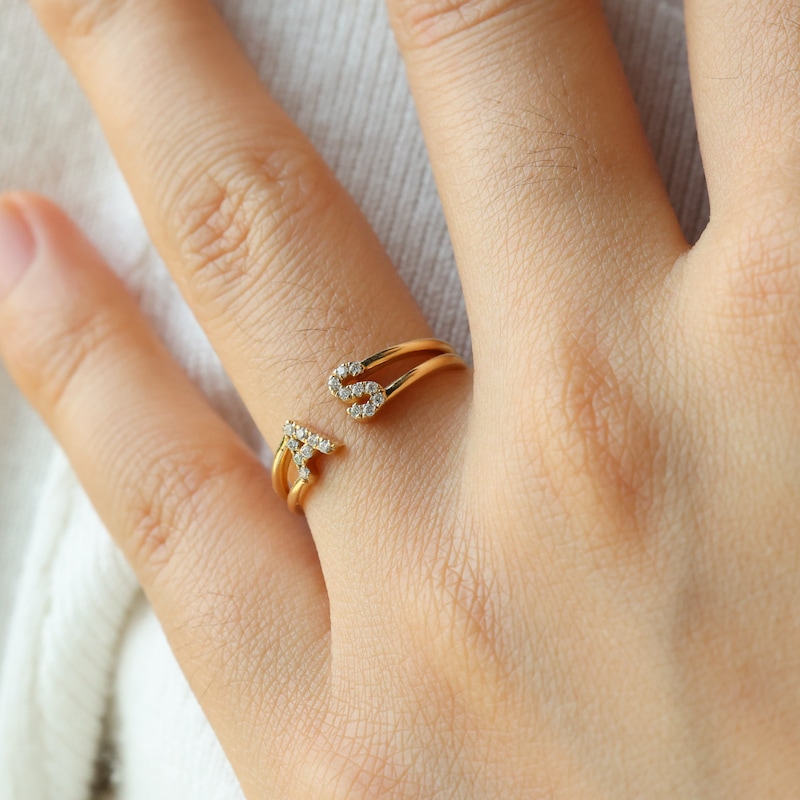 Dual Initial Gold Ring - Etsy