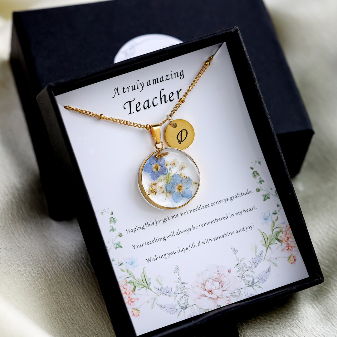 To My Best Teacher, Personalized Teacher Gift, Forget Me Not Initial ...