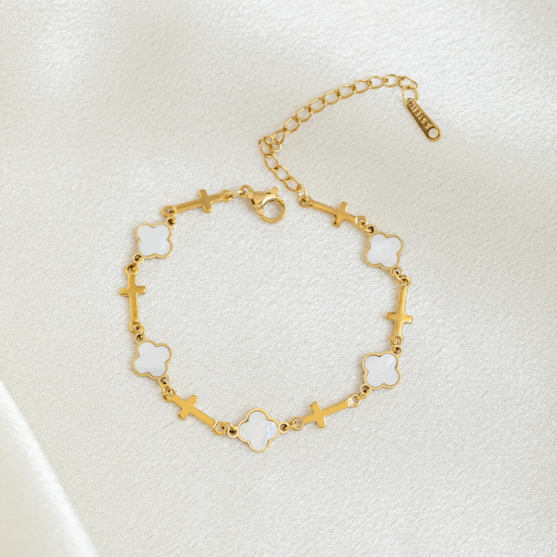 Cross Bracelet, Religious Bracelet for Women, Mother-of-pearl Bracelet ...