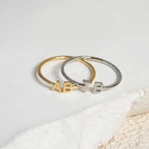 Personalized Initial Ring, Duo Letter Ring, Personalized Initial ...
