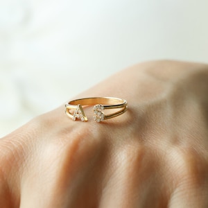 Personalized Duo Initial Ring, Diamond Letter Rings, Personalized ...