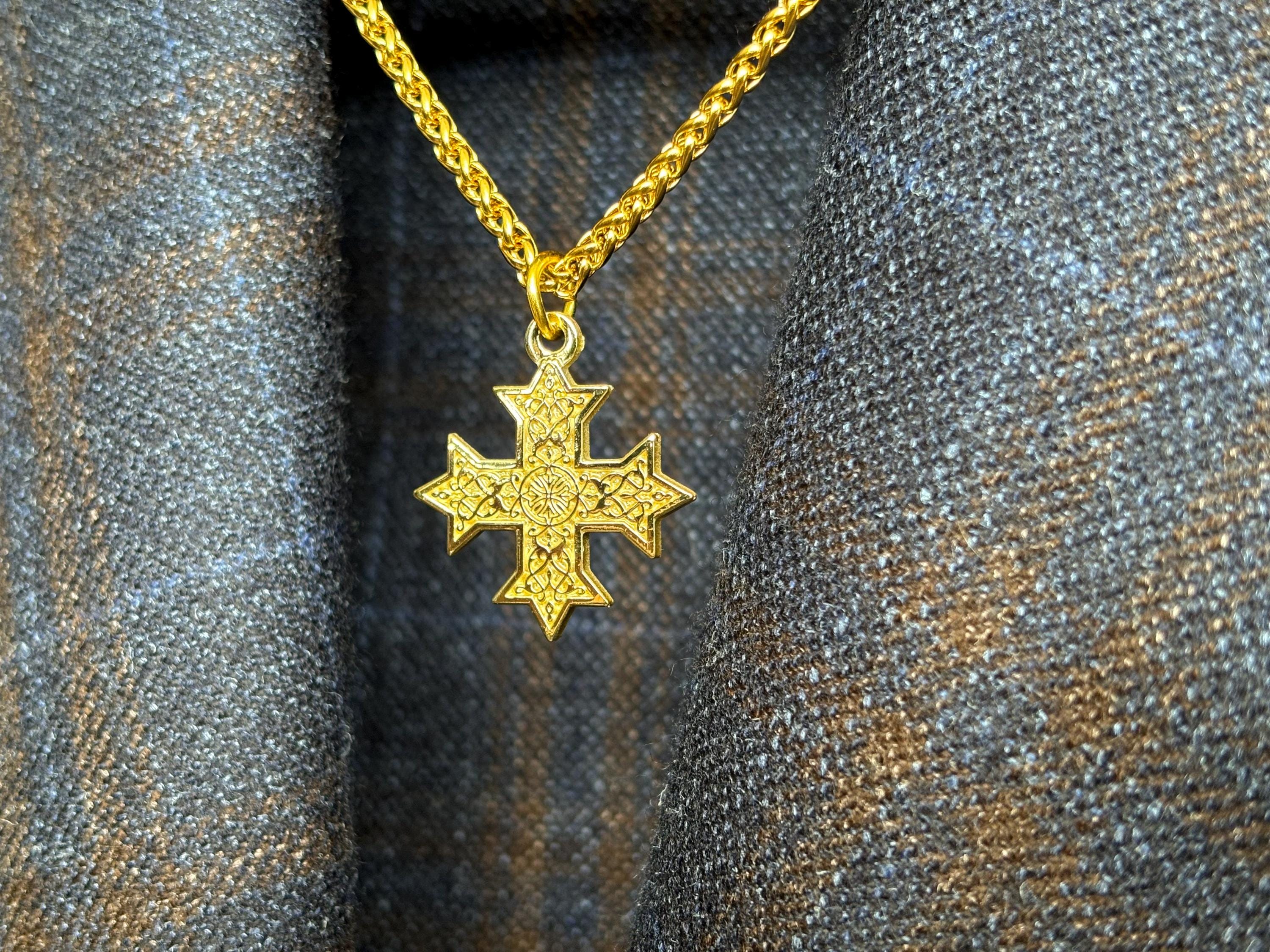 Coptic Orthodox Cross Pendant Jewelry With Optional Necklace Chain Gold ...