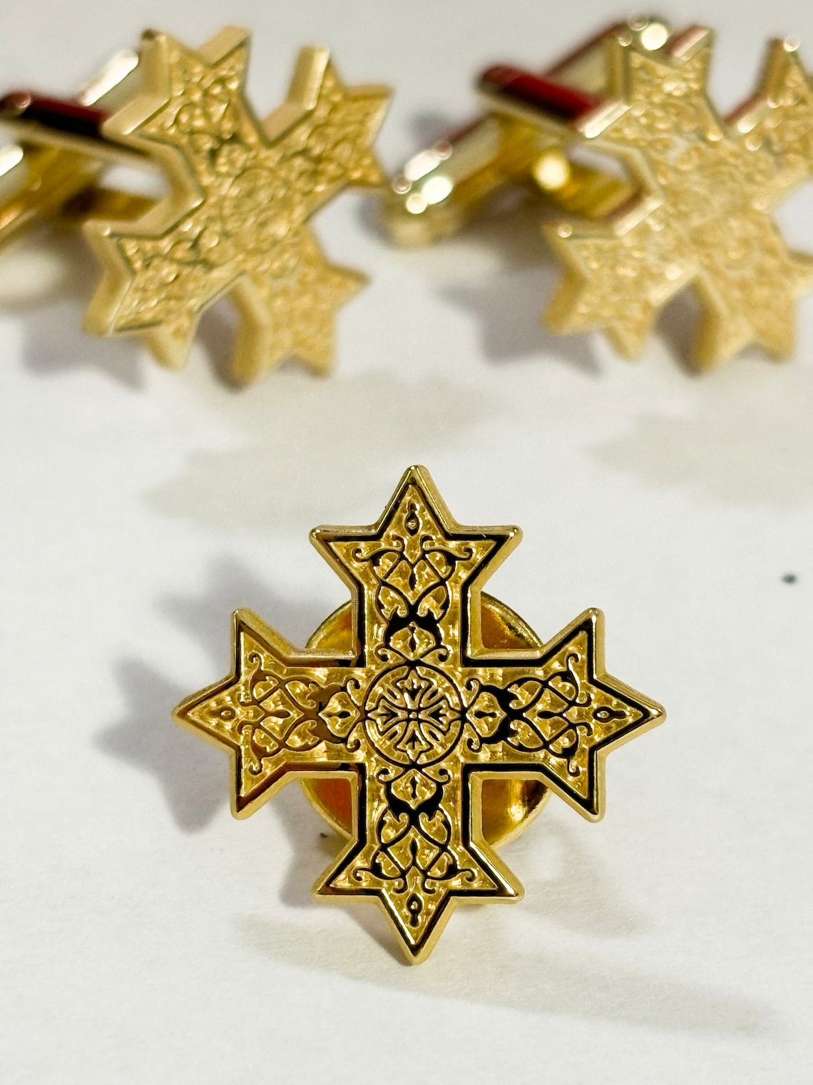 Coptic Orthodox Cross Lapel Pin and Cuff Links Set Jewelry - Etsy
