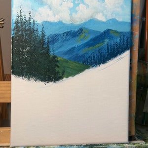 Hand-painted White Cloud Valley Flowers Acrylic Painting, Landscape ...