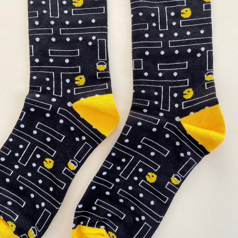 Pac-man Socks - Funky Retro Video Game Gift (UK Size 6-10) - Etsy