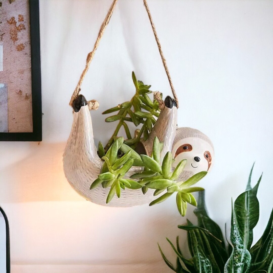 Sloth Plant Pot Cozy Planter Cozy Plant Pot Sloth Figurine Hanging ...