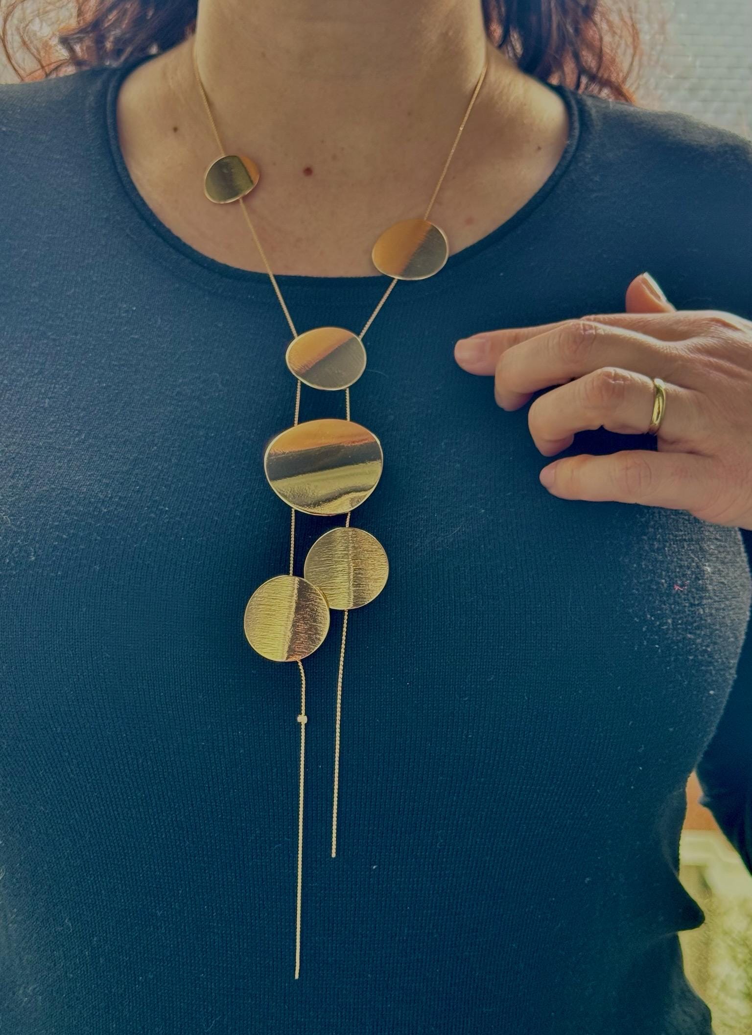 Elegant Gold Coloured Geometric Statement Necklace – Modern Minimalist ...