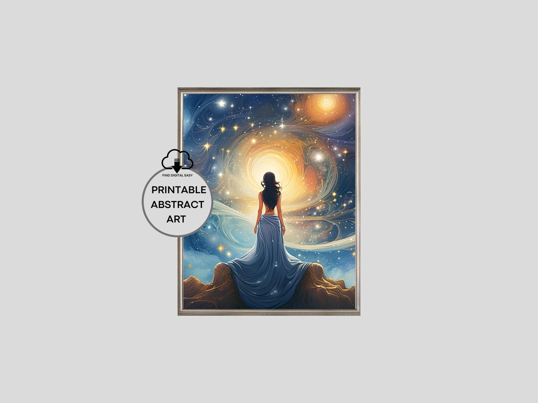 Cosmic Female Silhouette Printable Art - Starry Night Sky Artwork ...