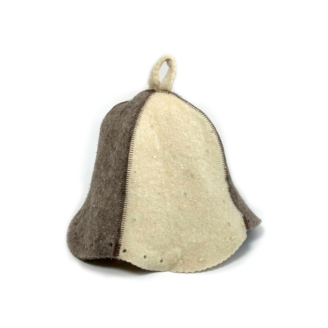 Sauna Wool Hat | Banya Felt Hat | Grey and White Without Prints | 100% ...