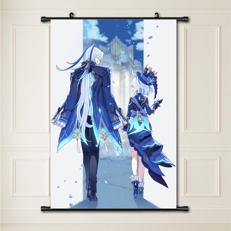 Genshin Impact Neuvillette Furina Anime Wall Scroll Painting Poster Art ...