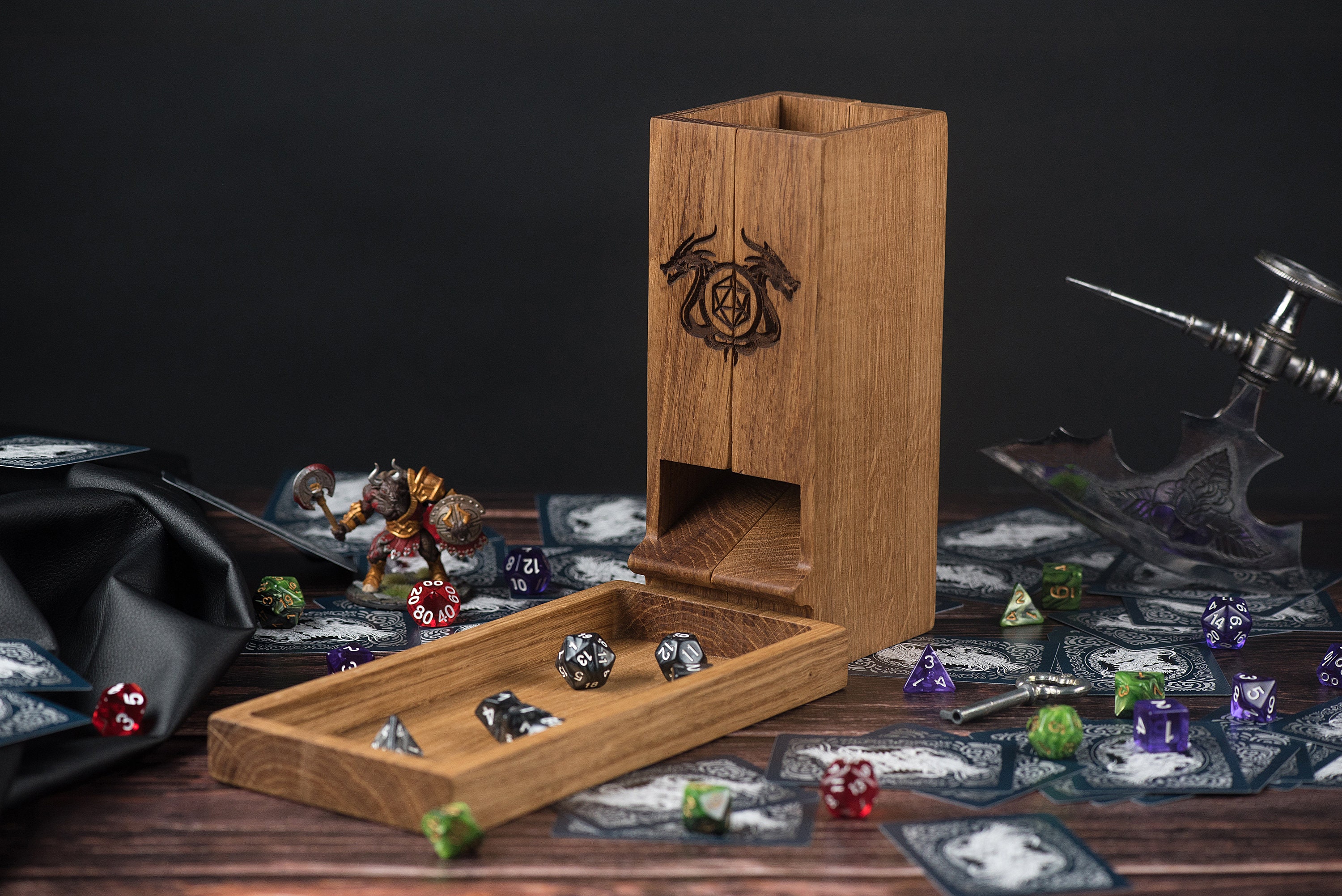 Set Dice Tower and Dice Tray/dungeons and Dragons Box/ Magnetic Dice ...