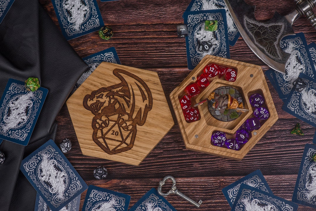 Dice Box Dungeons Dragons/dice Vault Box Hexagon With a Dragon ...