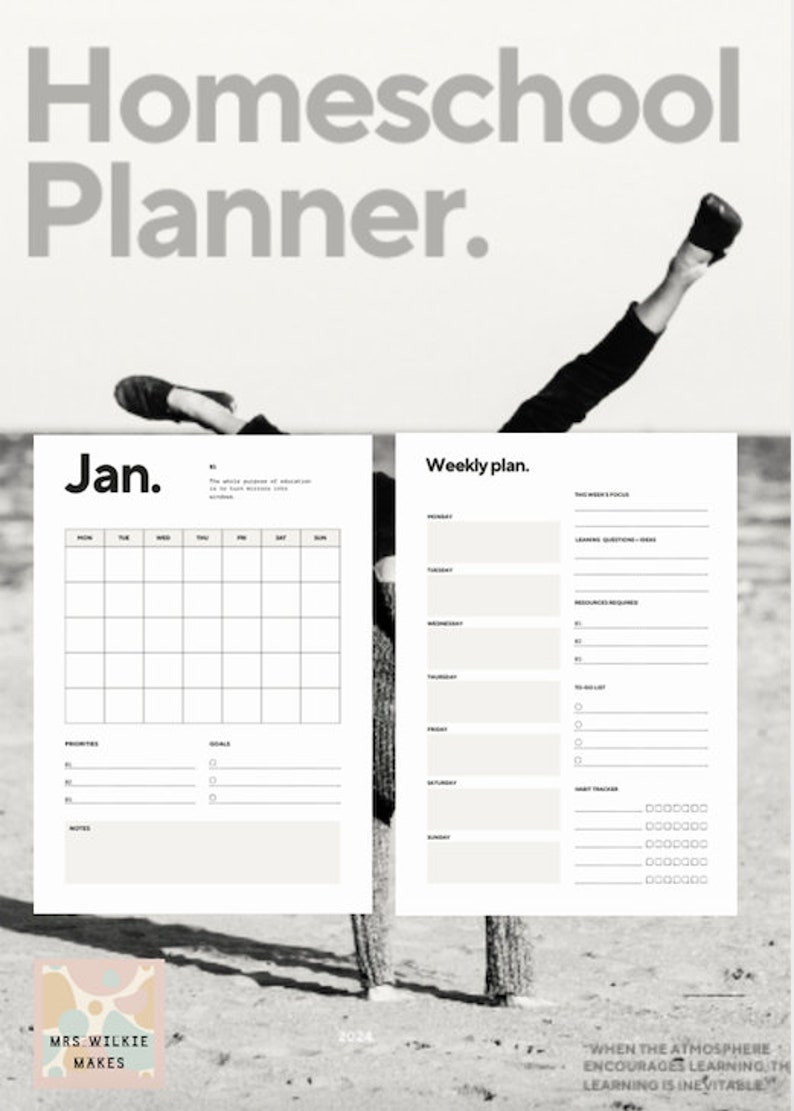 Homeschool/ Unschooling Planner Printable, School Planner, Black ...
