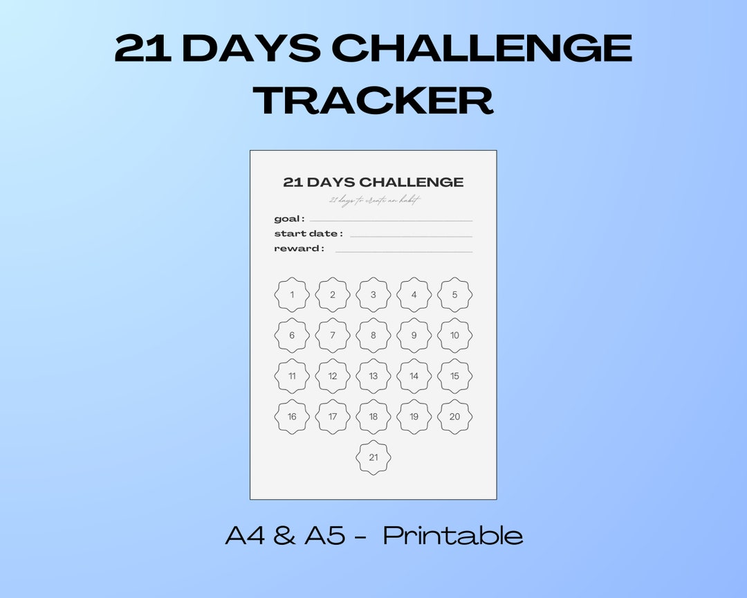 21DAY CHALLENGE, Challenge Tracker, Minimalist 21 Days Challenge - Etsy