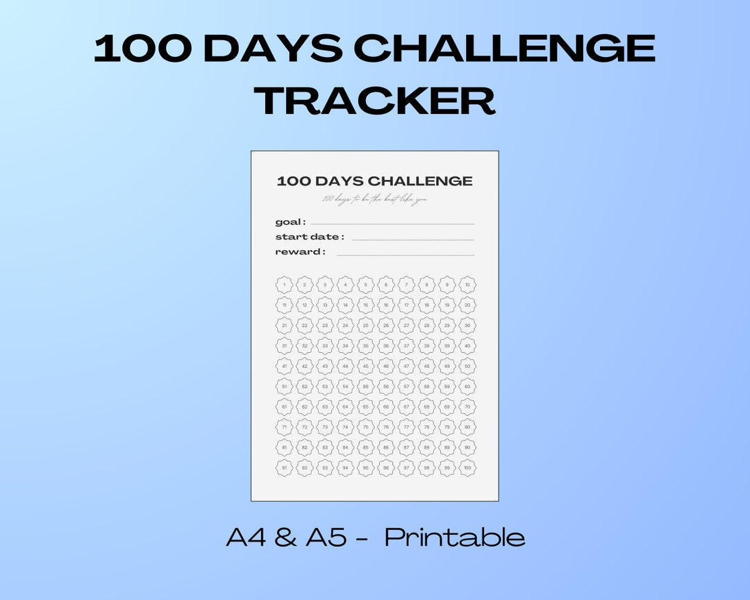 100DAY CHALLENGE, Challenge Tracker, Minimalist 100 Day Challenge - Etsy