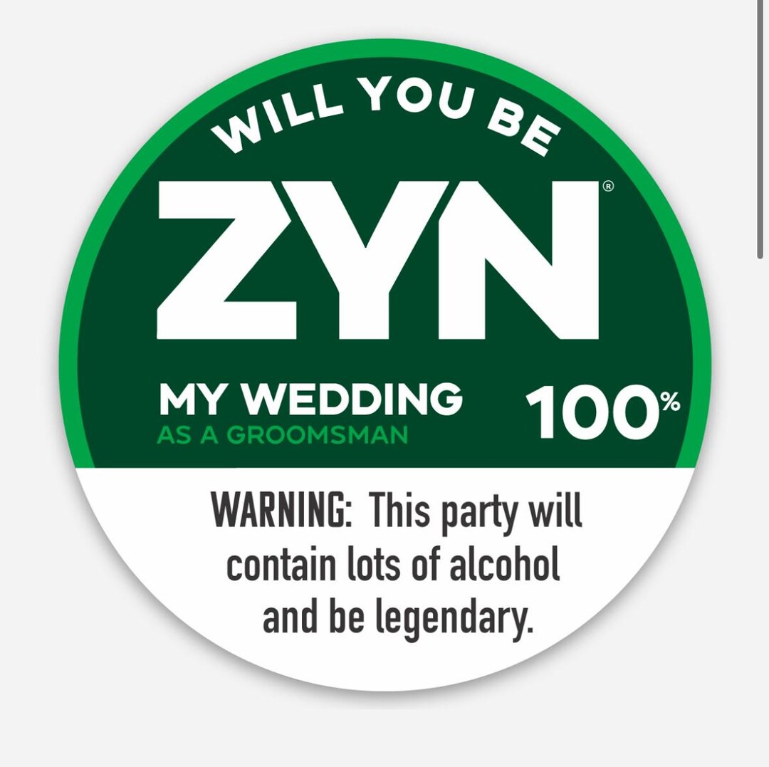 Sticker for Wintergreen Zyn Tin / Best Man / Best Men / Groomsmen ...