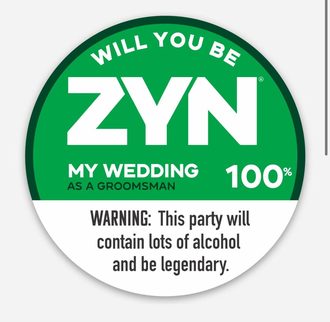 Sticker for Spearmint Zyn Tin / Groomsmen Gift / Groomsman Gift / Best ...