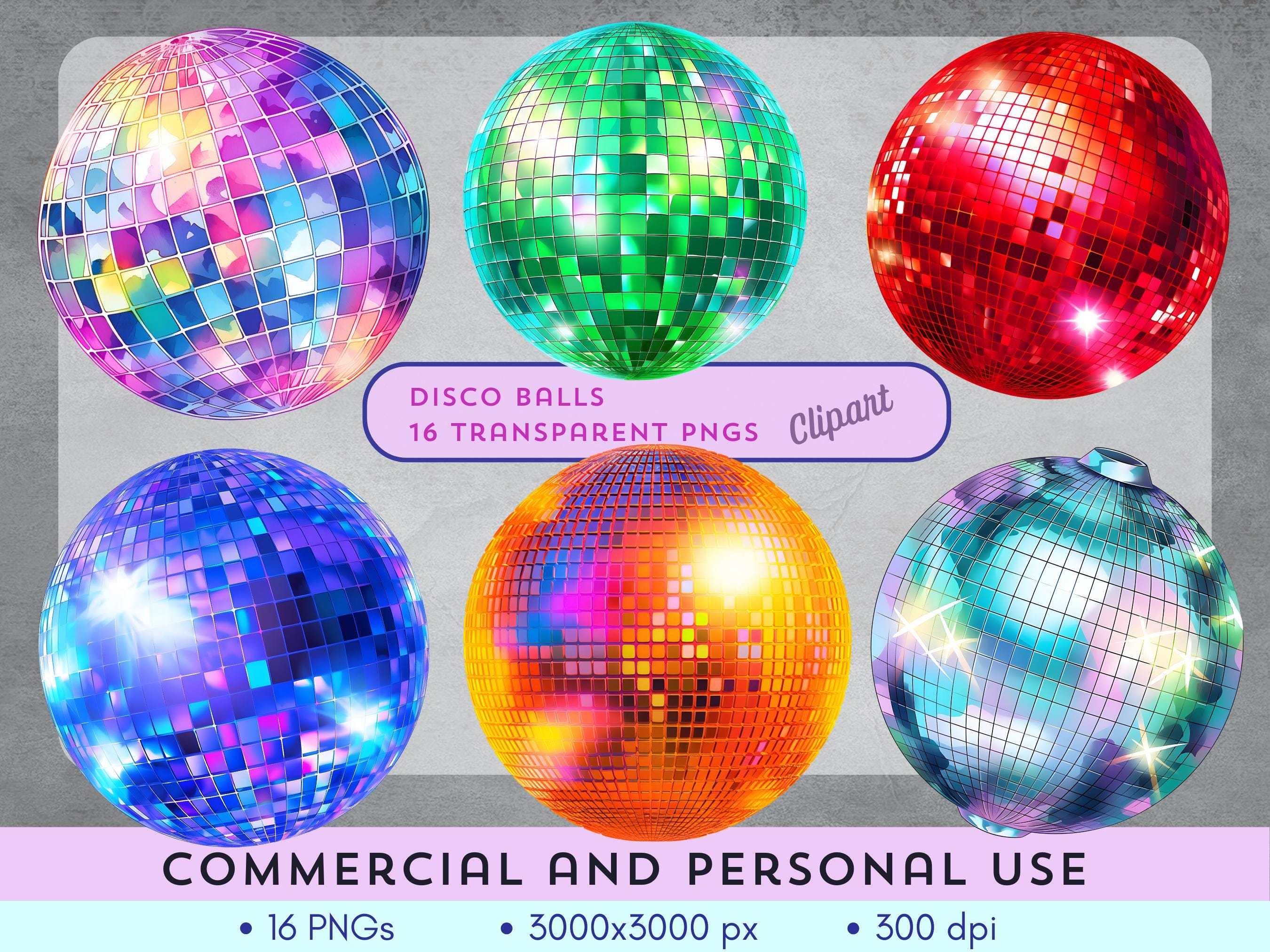 Disco Ball Clipart Pack - 16 PNG Images for Retro Party Designsdisco ...