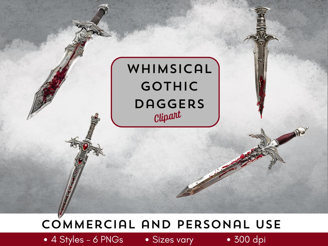 Dagger Clipart - Whimsical Goth Aesthetic - 4 Images - 6 Pngs With ...
