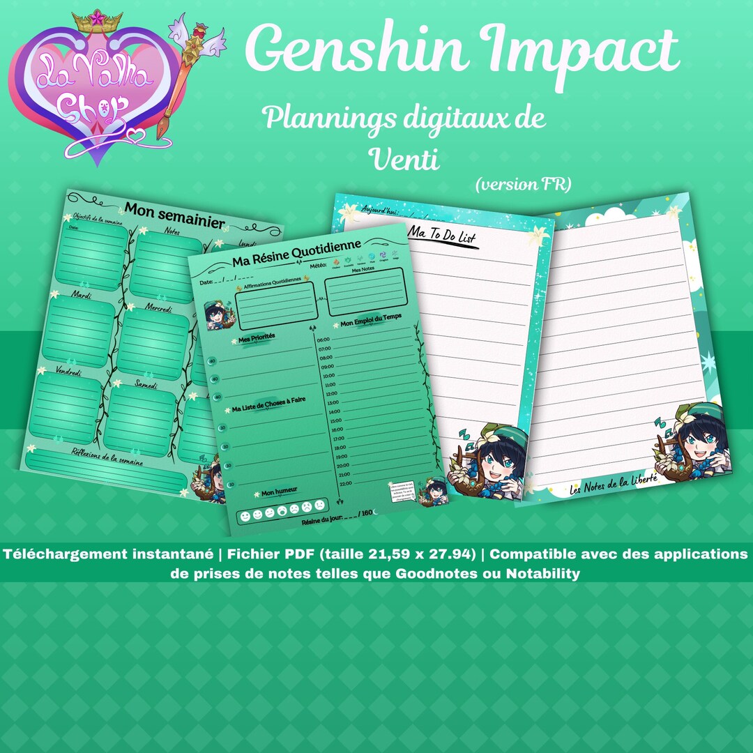 Genshin Impact Digital Planning Venti - Etsy