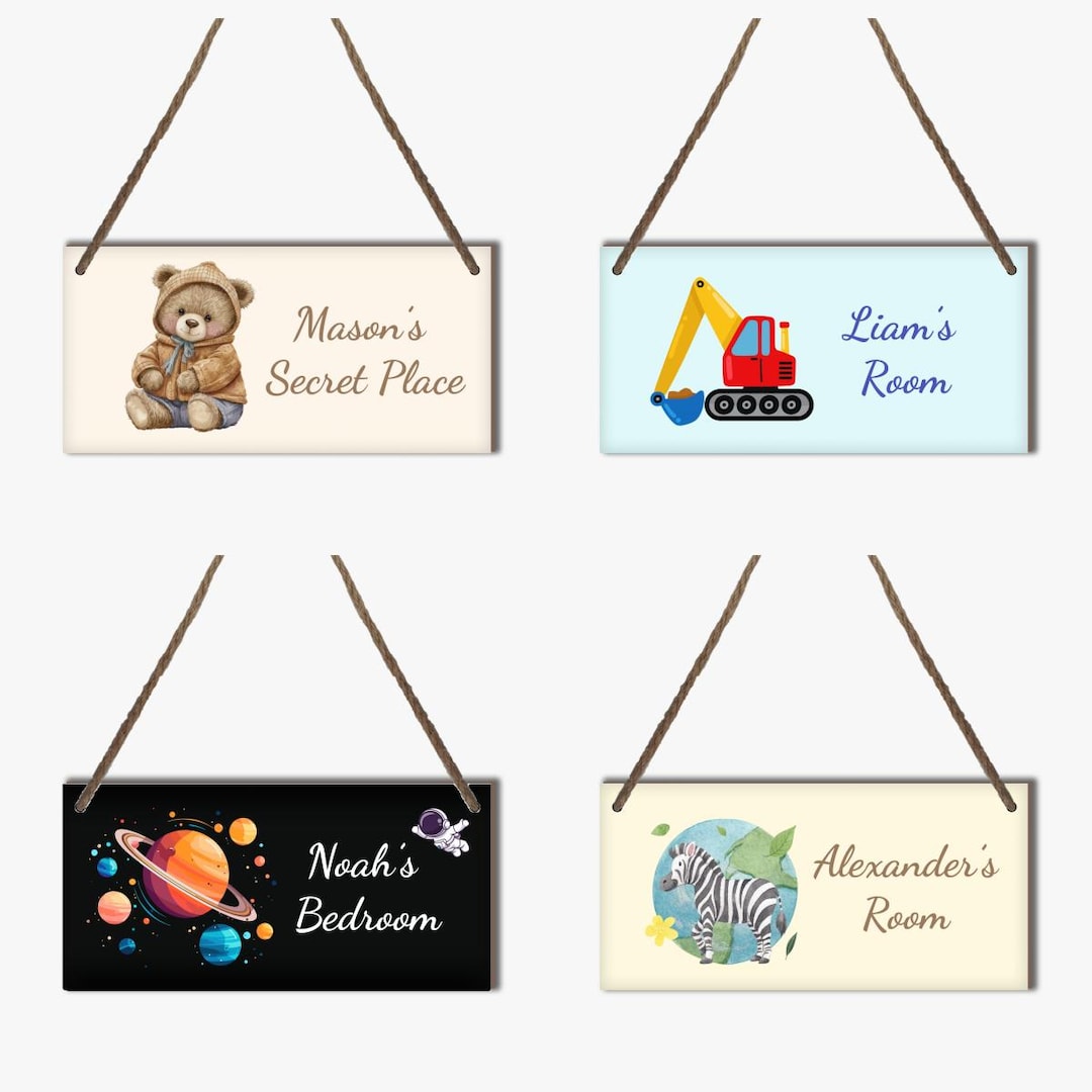 Personalized Door Sign for Kids Room Name Plate Boys Room Door Plaque ...