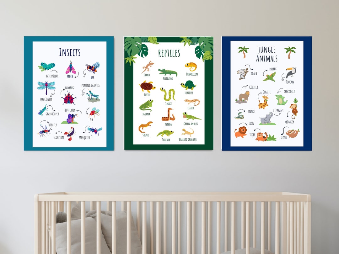 Set of 9 Educational Posters Prints Nursery Wall Art Preschool ...