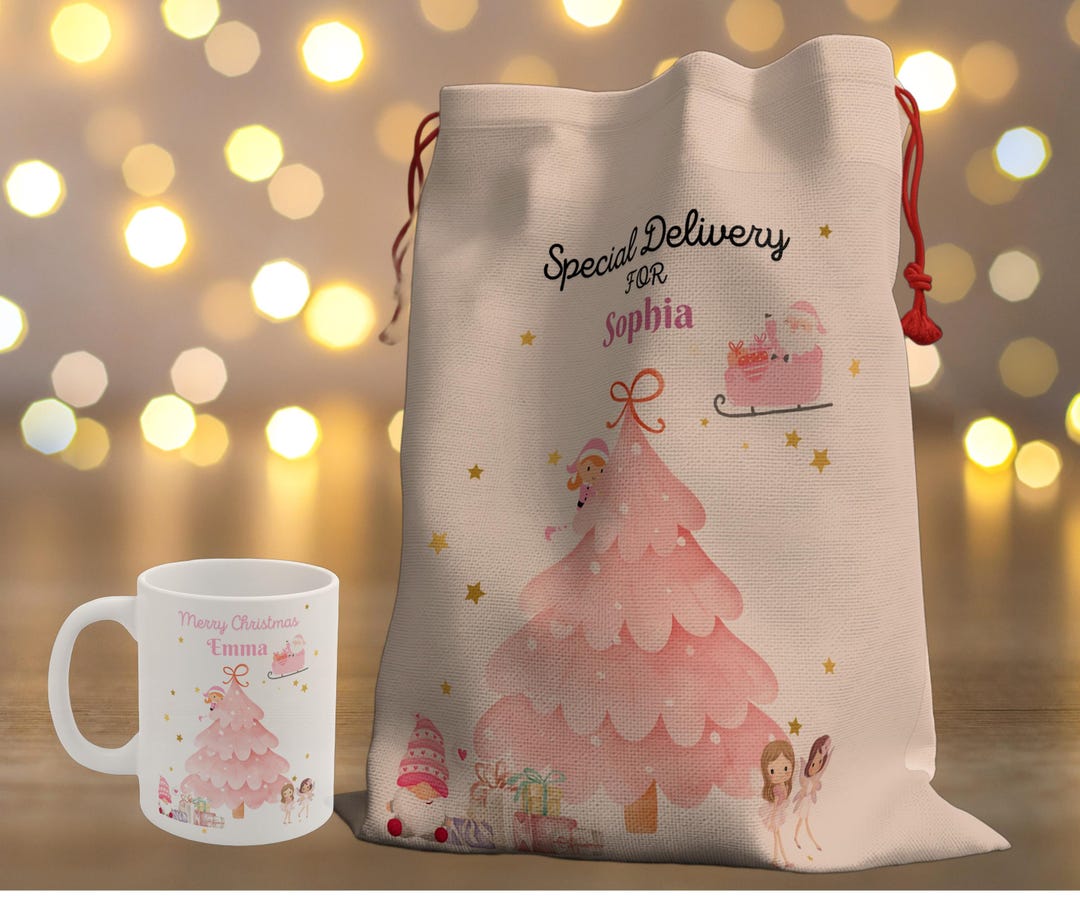 Personalized Christmas Sack Fairy Christmas Sack Girls Pink Santa Sack ...