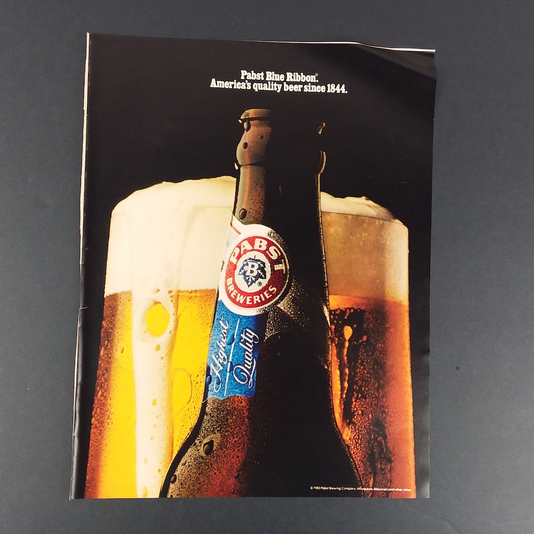 Vintage 1980 Pabst Blue Ribbon Beer Print Ad Advertisement - Etsy