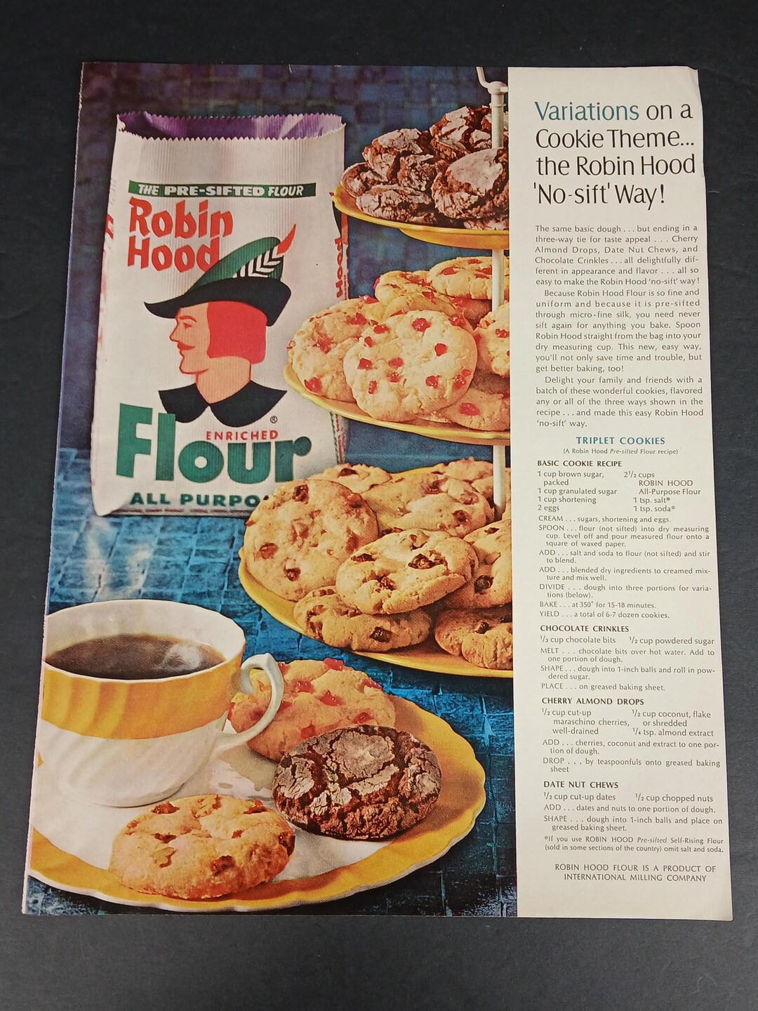 Vintage 1963 Robin Hood Flour Print Ad Magazine Ad Advertisement Cherry ...