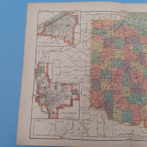 1890s Ohio Map 9th Edition Encyclopedia Britannica Original Color Print ...