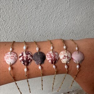 Shell and Pearl Bracelet, 18k Gold Plated, Handmade - Etsy