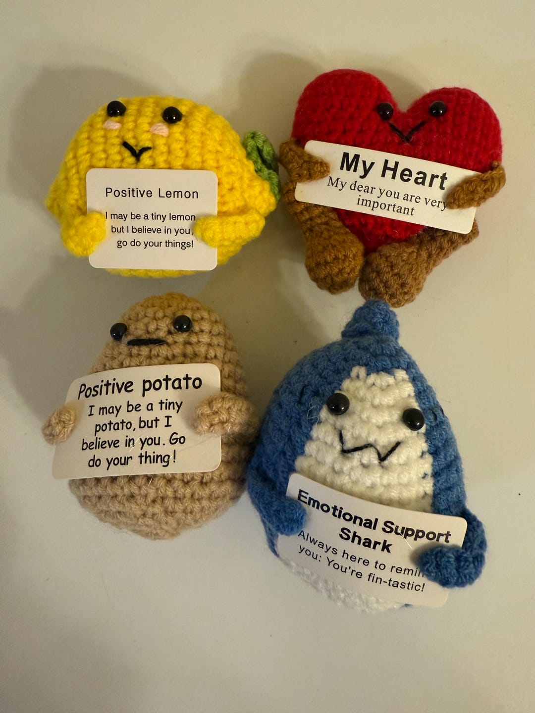 Cute Crochet Positive Support Fruits & Animals, Crochet Desk Buddy ...