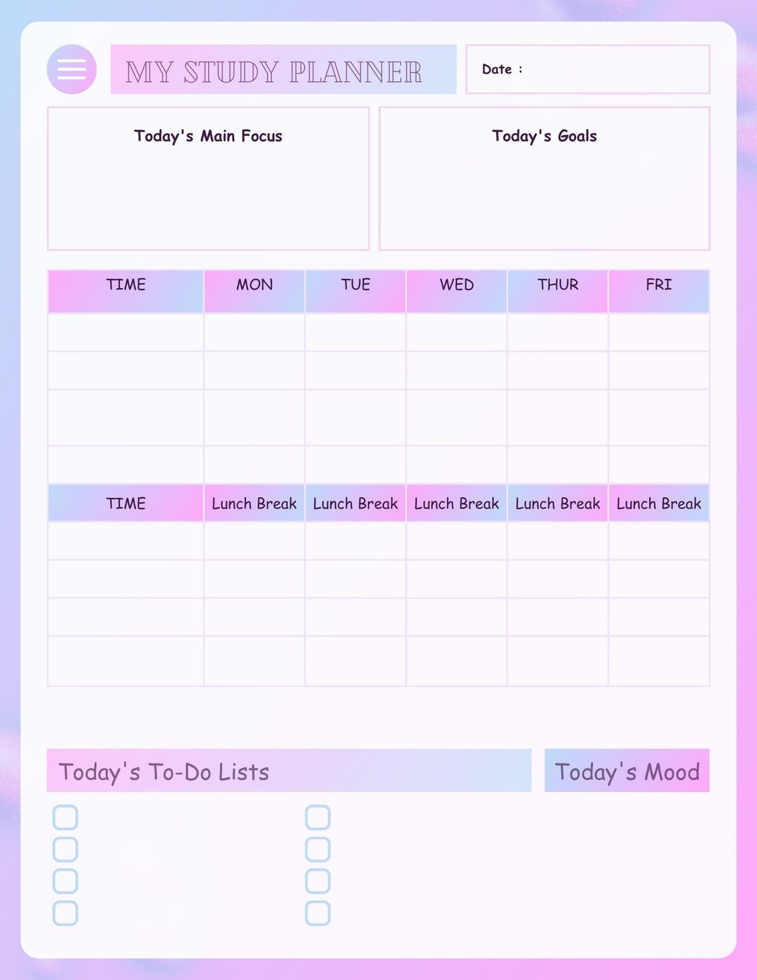 Digital Printable Planner, Printable Student Planner, Academic Planner ...