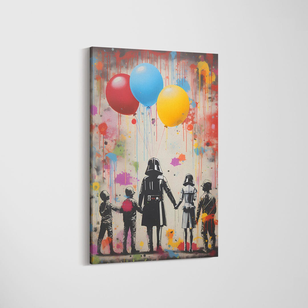 Banksy Balloon With Darth Vader Graffiti Pop Art Canvas, Banksy Star ...