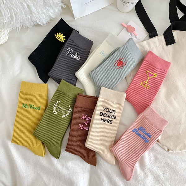 Embroidered Socks - Etsy