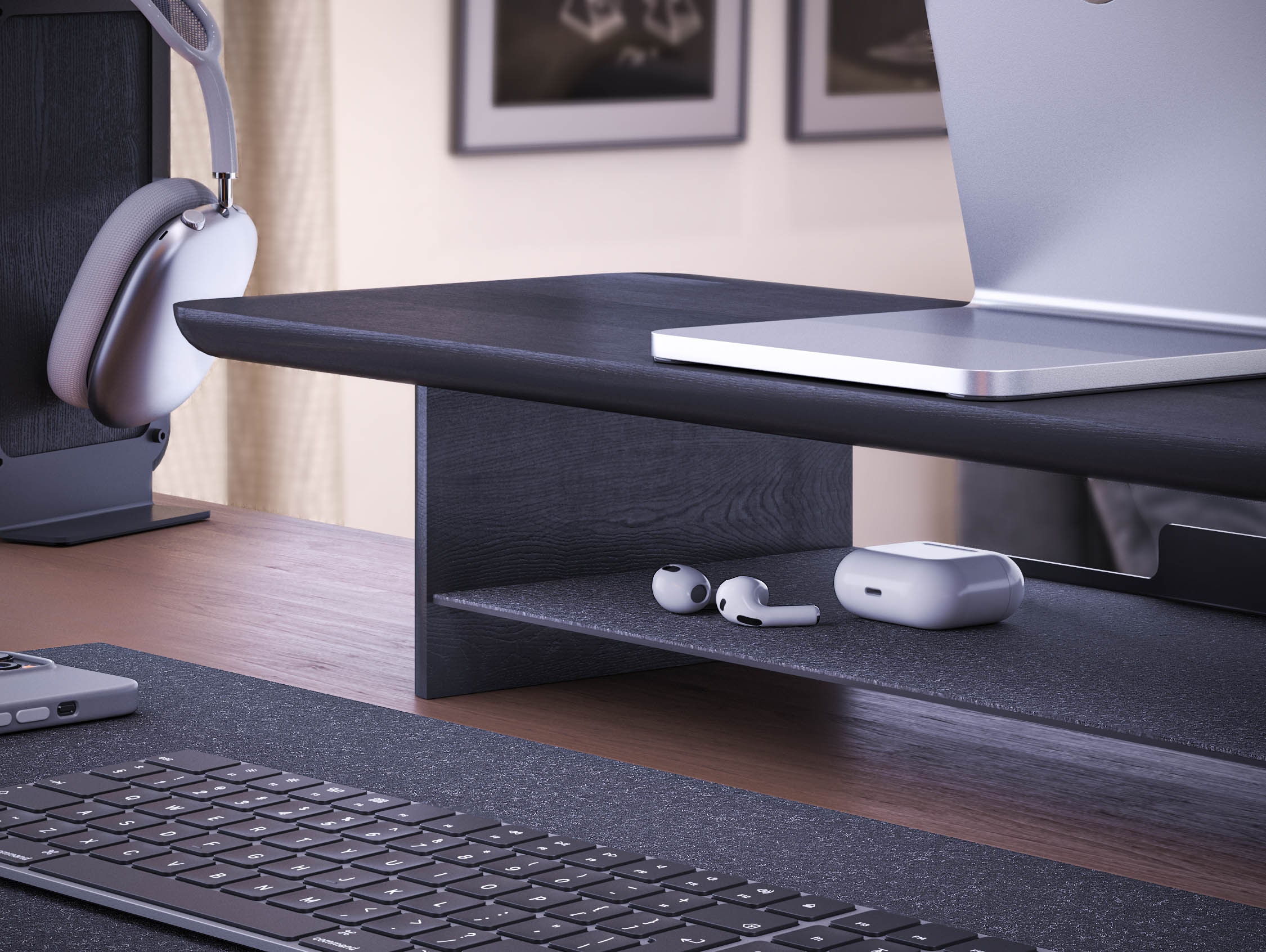 Wood Monitor Stand for Desk With Desk Shelf Perfect Office Organization ...
