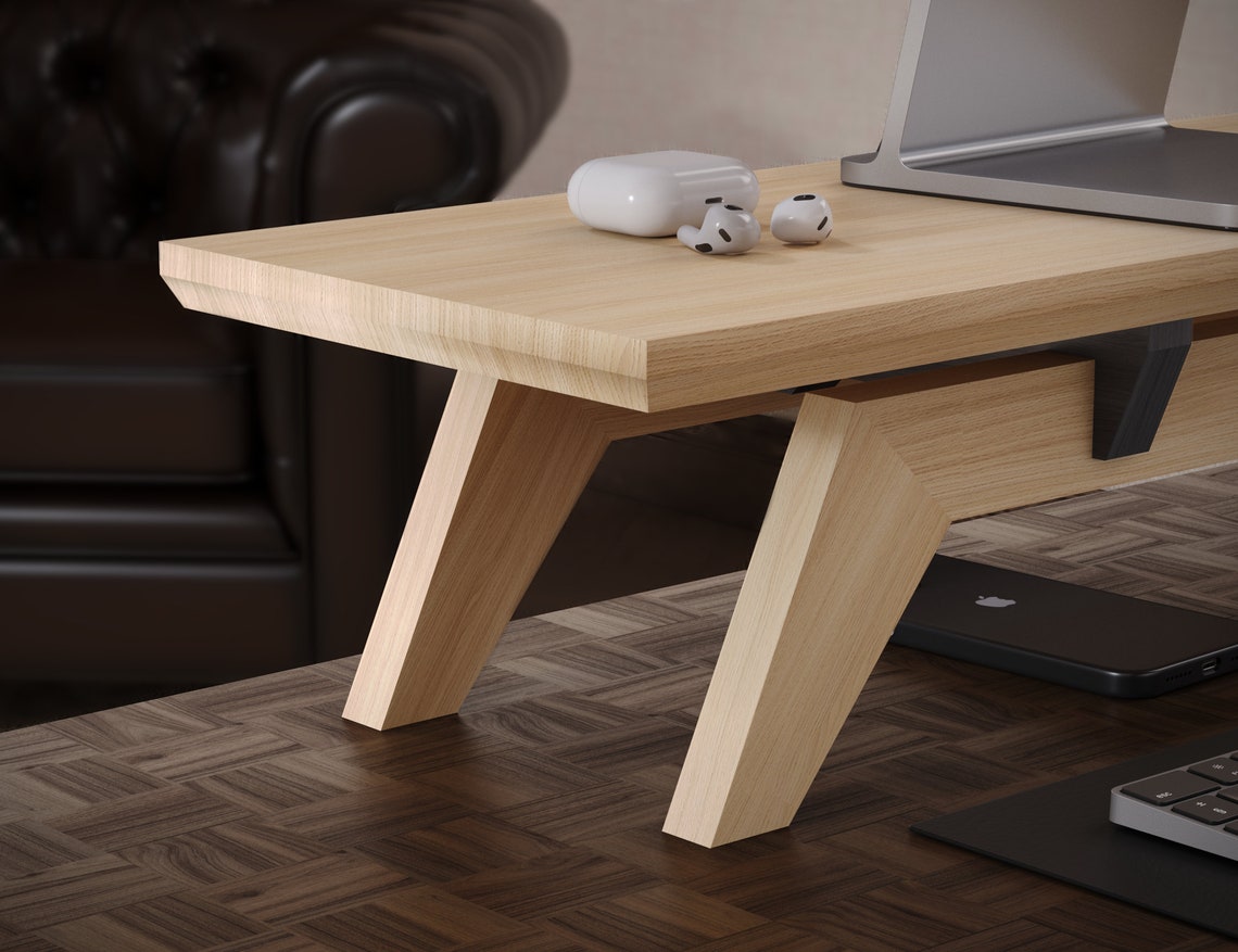 Monitor Stand With Retro Style From Solid Oak Wood, TV Stand, Computer ...