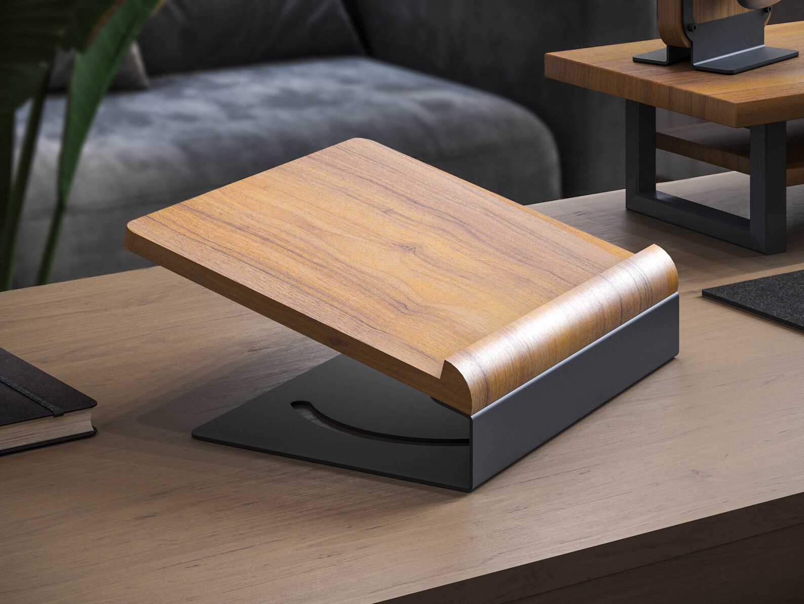 Metal and Wood Laptop Stand Computer Laptop Riser, Computer Stand, Wood ...