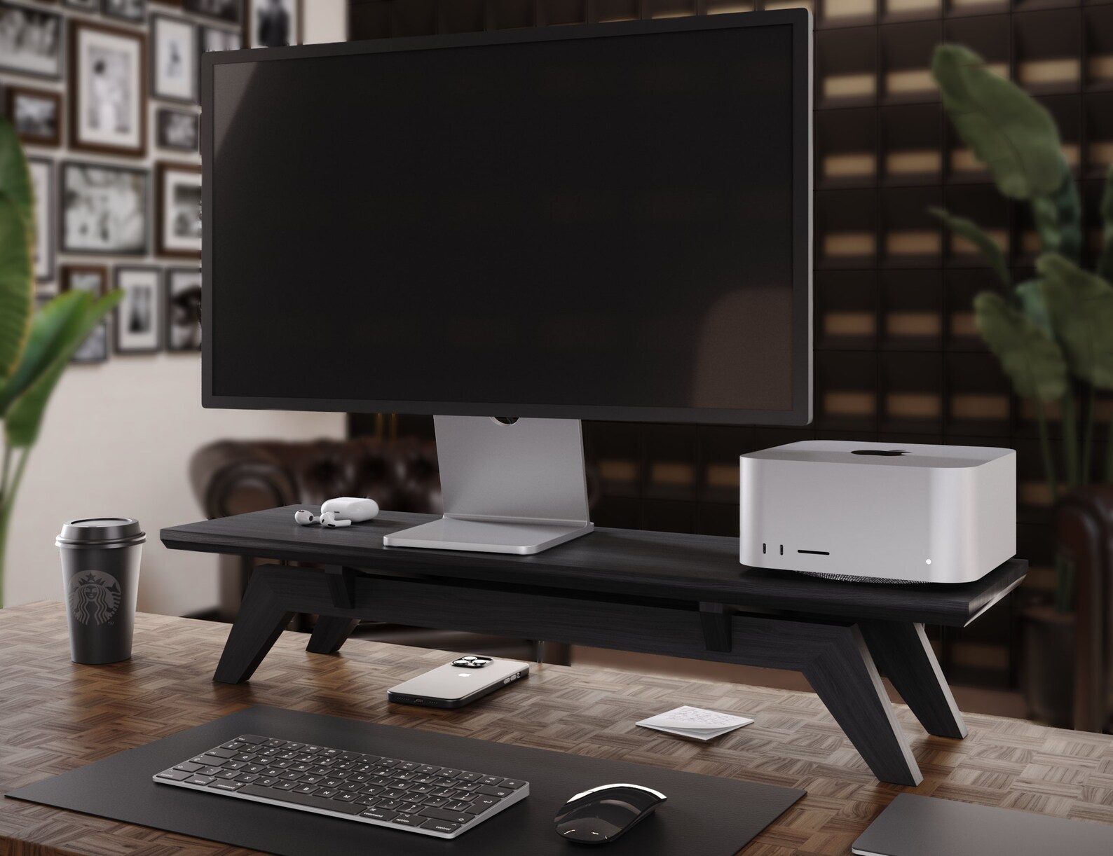 Monitor Stand With Retro Style From Solid Oak Wood, TV Stand, Computer ...