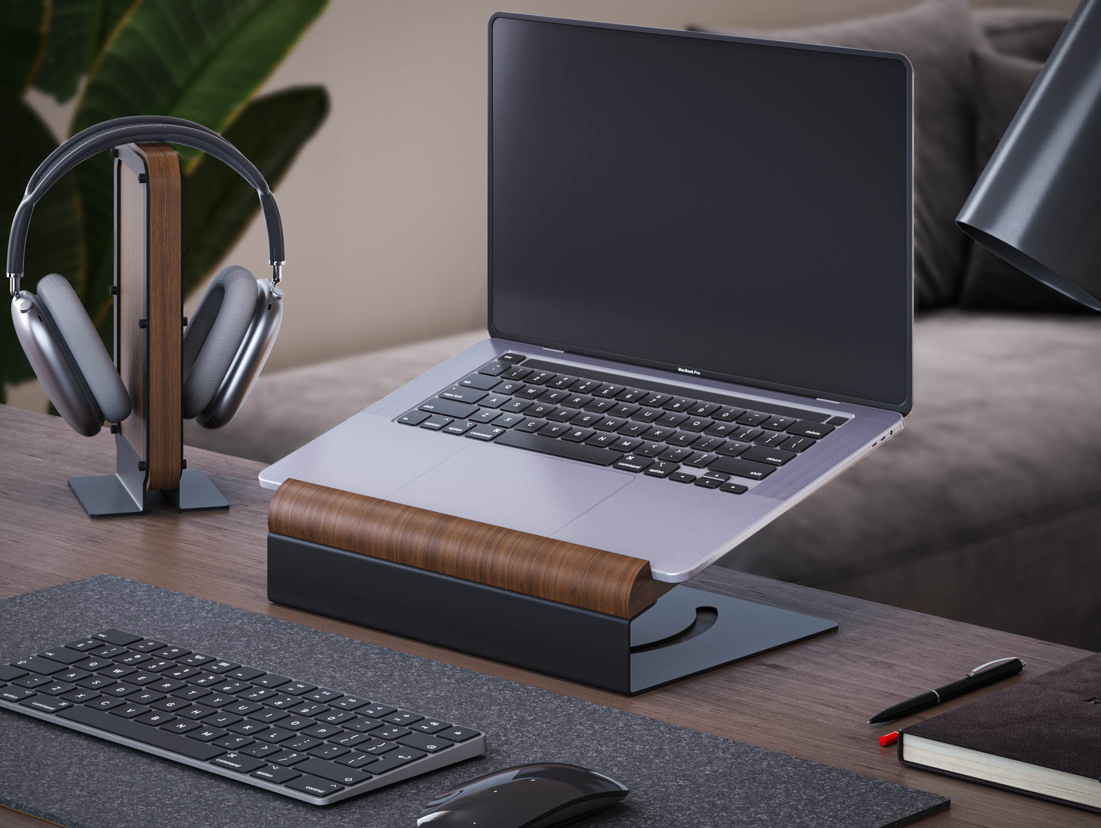 Metal and Wood Laptop Stand Computer Laptop Riser, Computer Stand, Wood ...