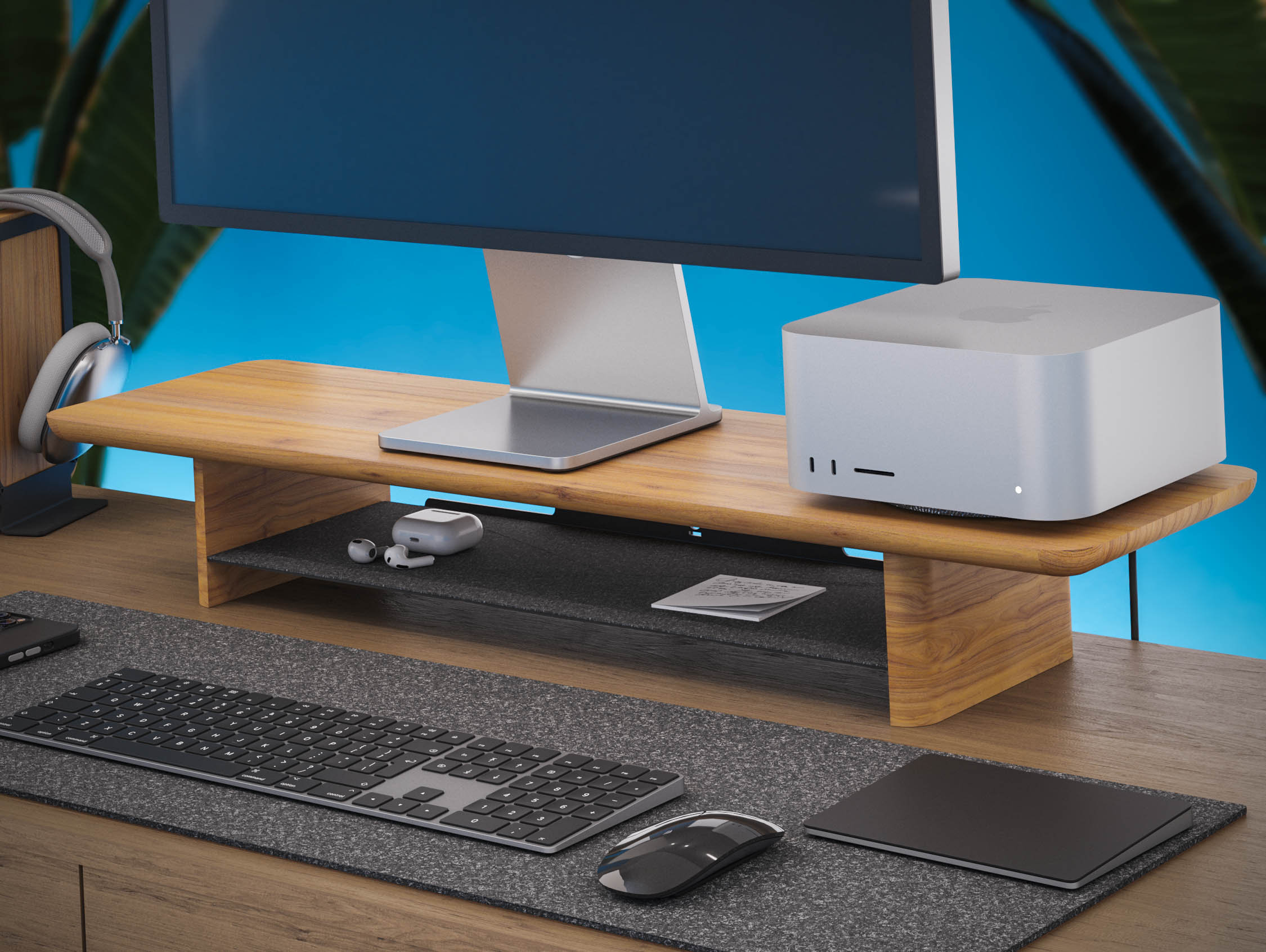 Wood Monitor Stand for Desk With Desk Shelf Perfect Office Organization ...