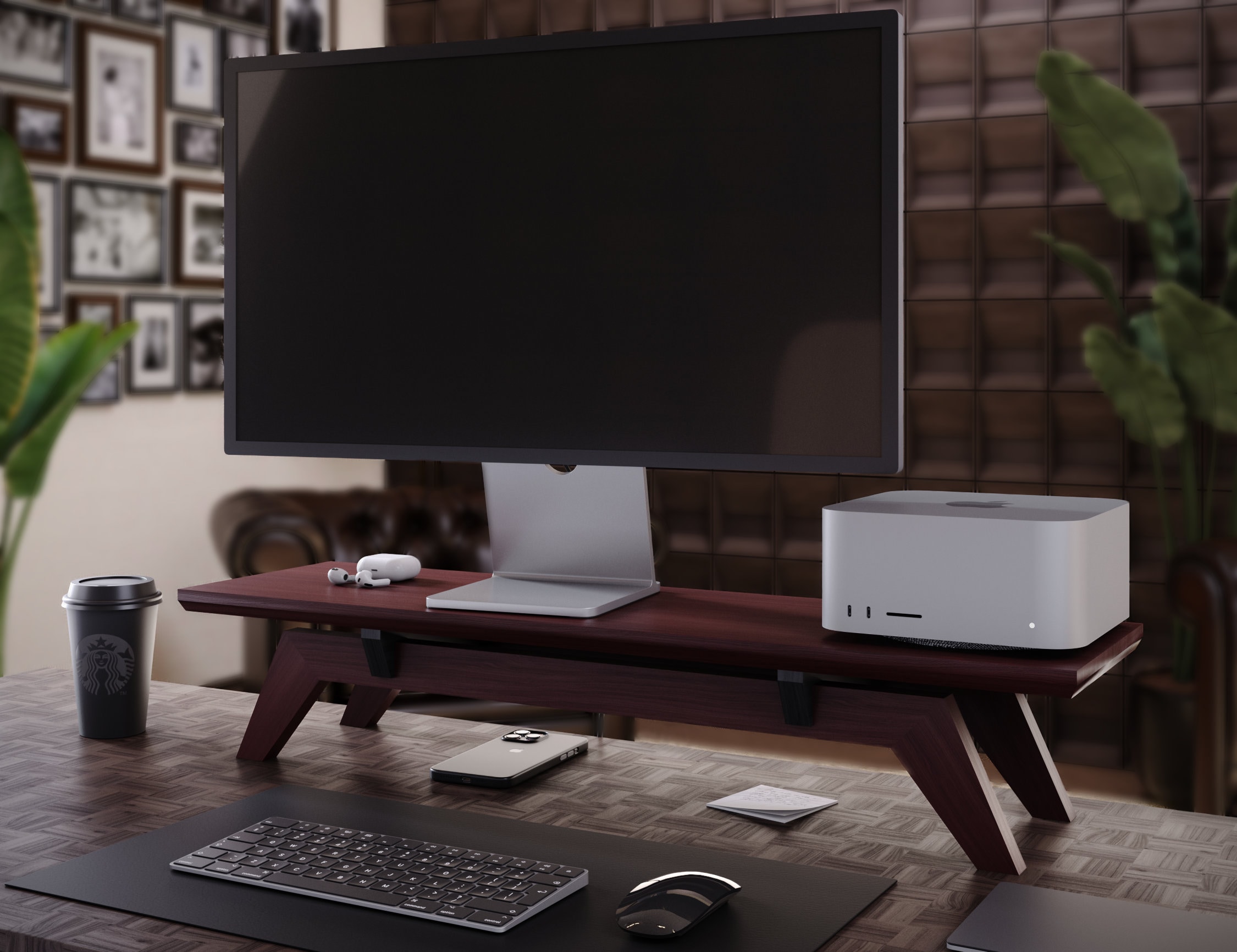 Monitor Stand With Retro Style From Solid Oak Wood, TV Stand, Computer ...